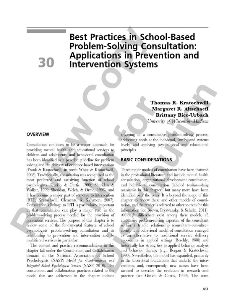 Kratochwill Et Al. Best Practices in School-Based Problem Solving | Download Free PDF | School ...
