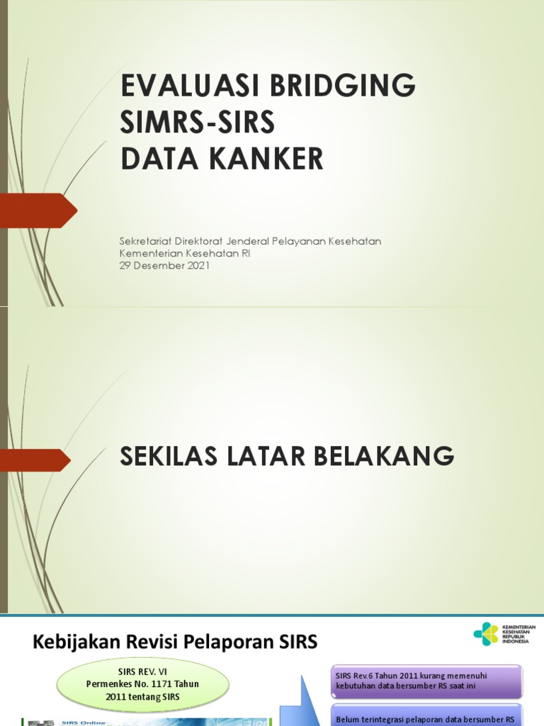 Evaluasi Bridging Data Kanker SIRS | PDF