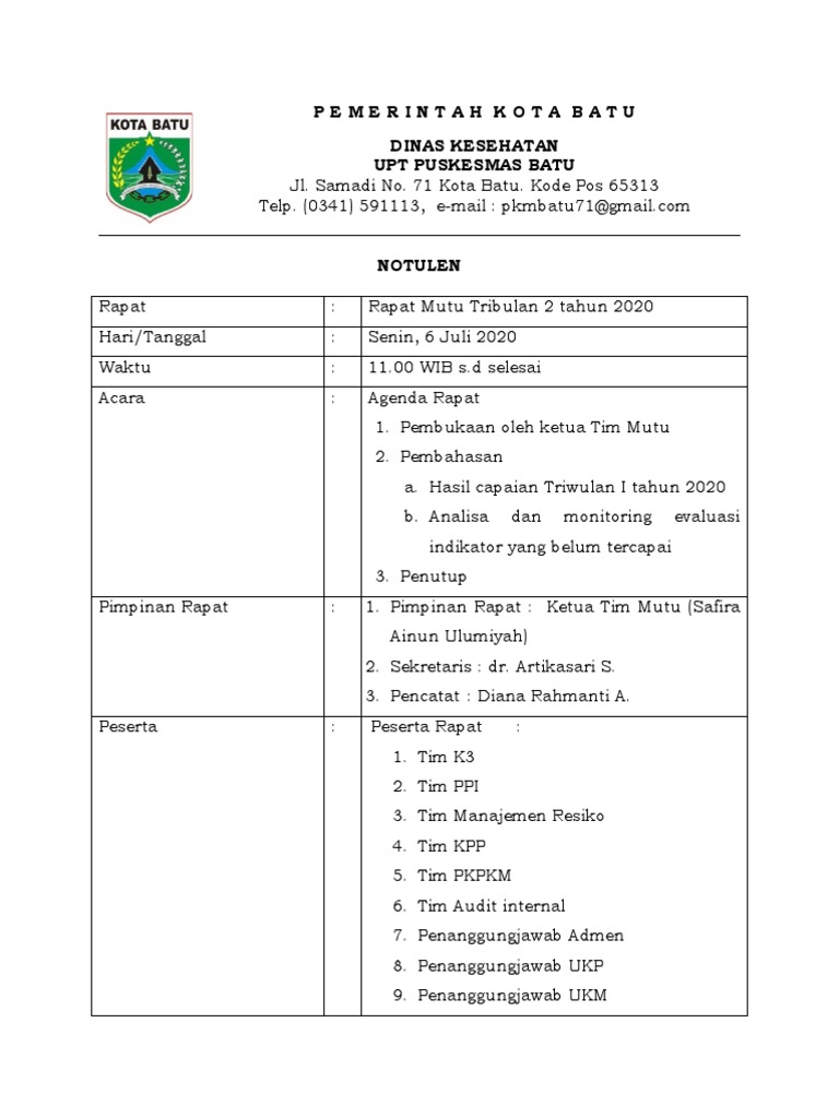 Notulen TW 2 2020 | PDF | Karier & Perkembangan