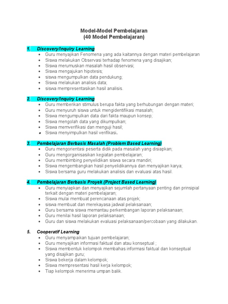 Model-Model & Metode Pembelajaran | PDF