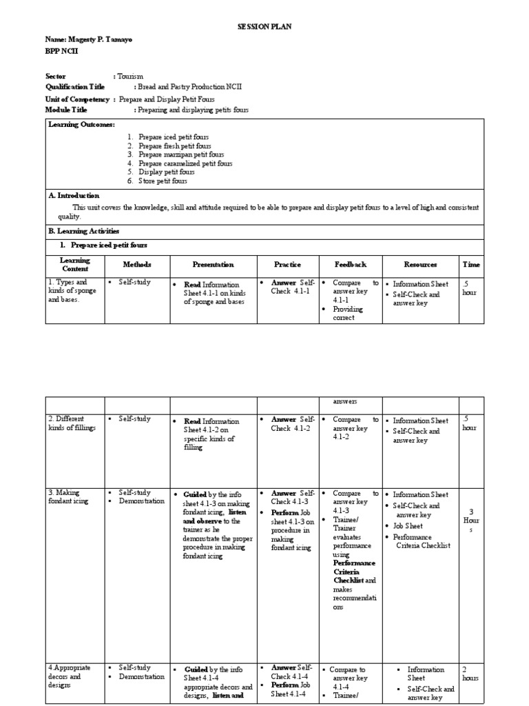 Session Plan Final | PDF | Learning | Cognition