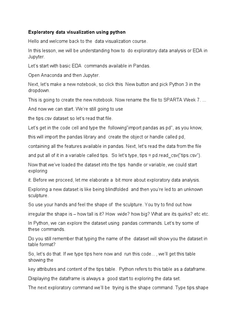 Exploratory Data Visualization Using Python Pdf Information Age Software Development