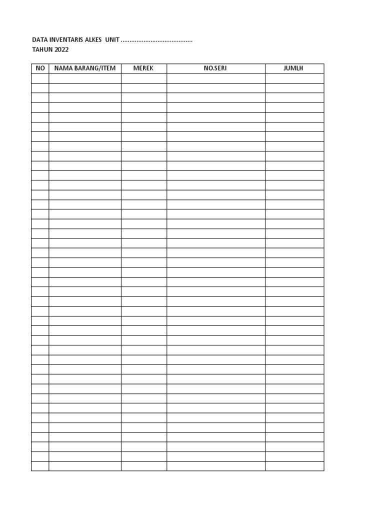 Form Data Inventaris Unit | PDF