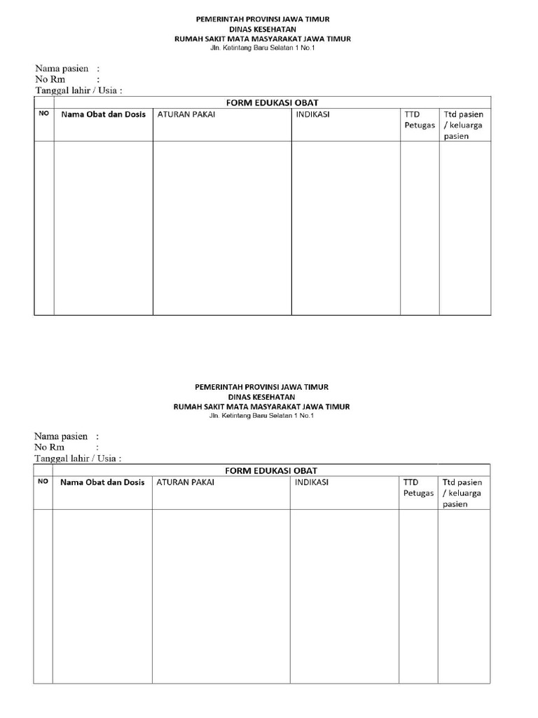 Form Edukasi Obat Pulang | PDF