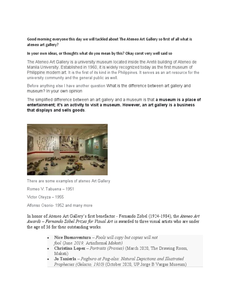 The Ateneo Art Gallery Is A University Museum Located Inside The Areté ...