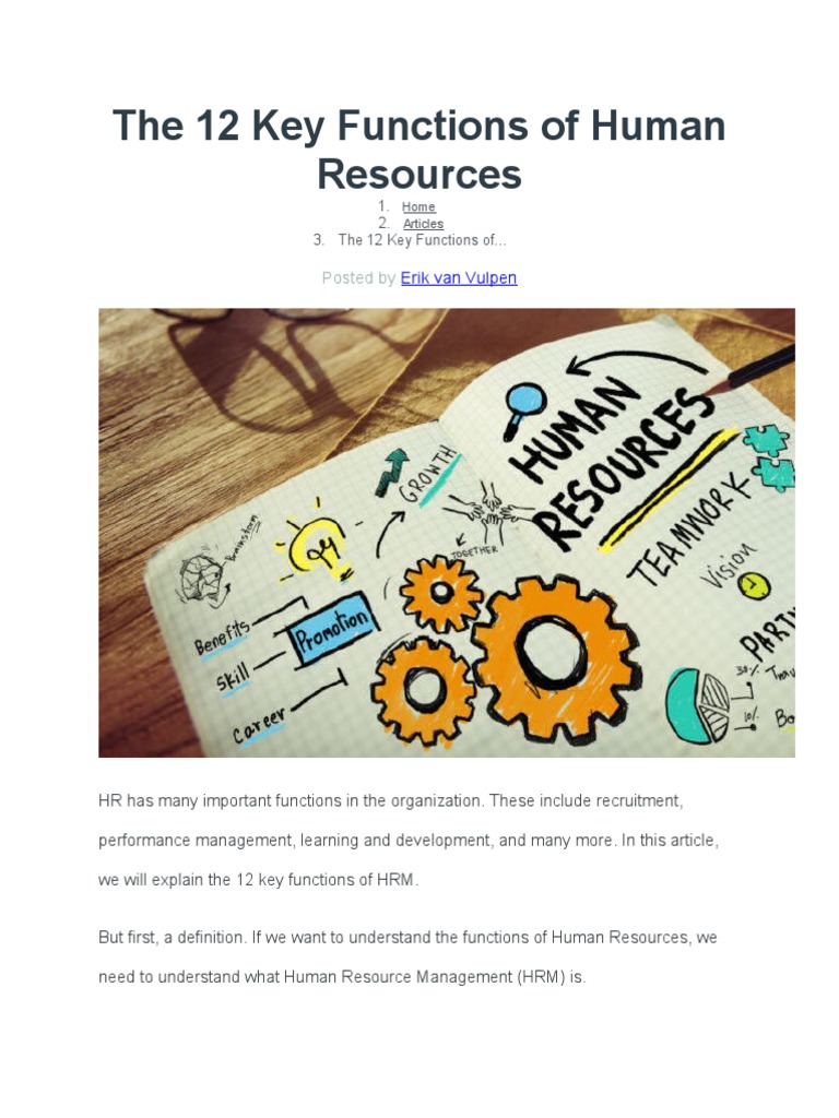 The 12 Key Functions of Human Resources | PDF | Human Resource ...