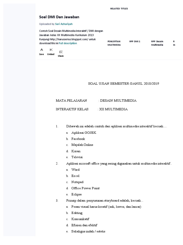 PDF Soal Dmi Dan Jawaban | PDF