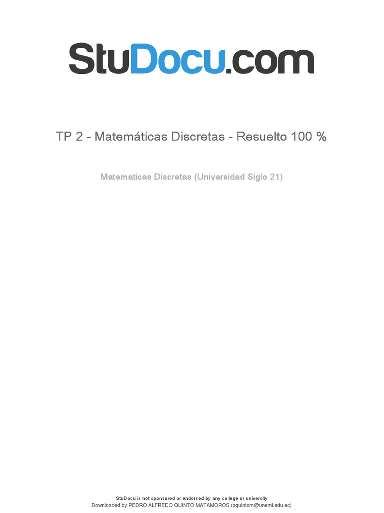 Tp 2 Matematicas Discretas Resuelto 100 Pdf Conceptos Matemáticos