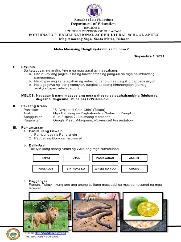LP Filipino 7 Cot1 2021 | PDF