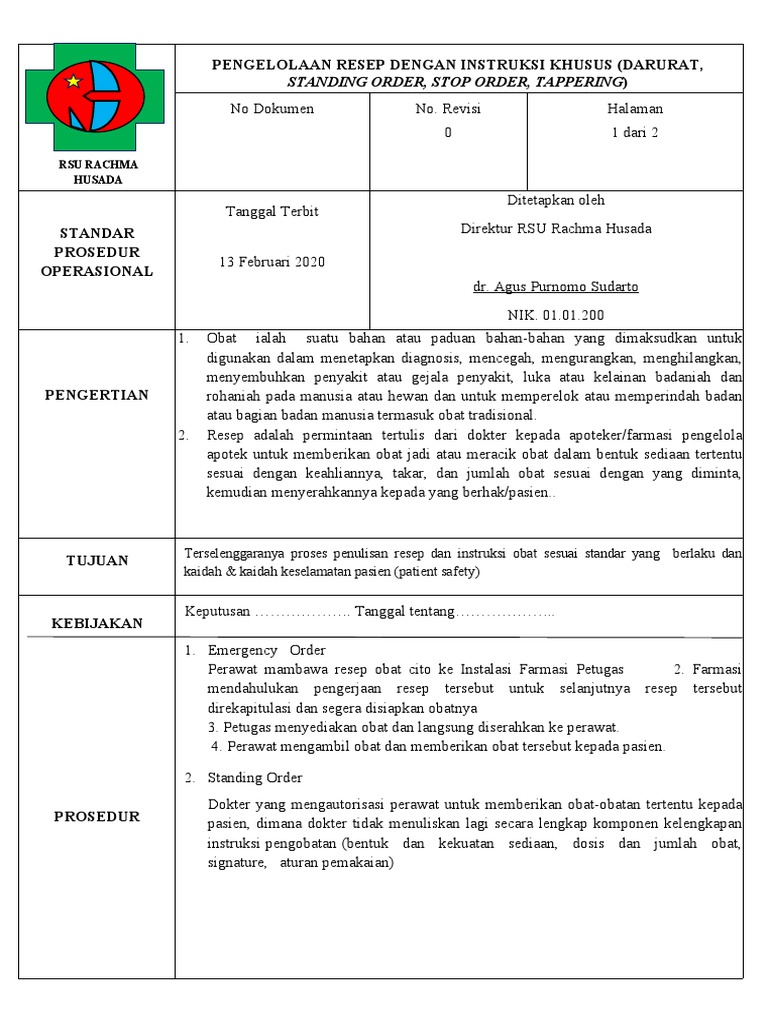 Resep Tapering Emergency Automatic Stop Order | PDF