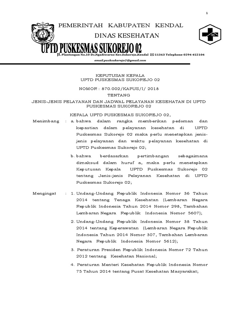 SK Jenis Jenis Pelayanan 1.1.1.1 | PDF