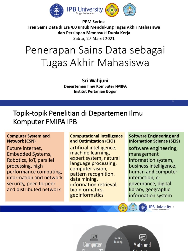 Penerapan Sains Data Sebagai Tugas Akhir Mahasiswa - Sri Wahjuni | PDF ...