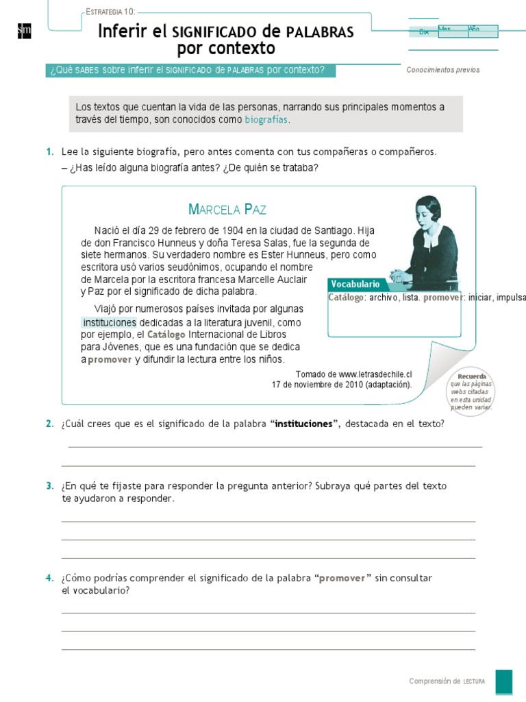 Actividad Significado de palabras por el contexto | PDF