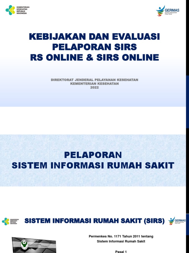 Kebijakan dan Evaluasi Pelaporan SIRS RS Online & SIRS Online | PDF