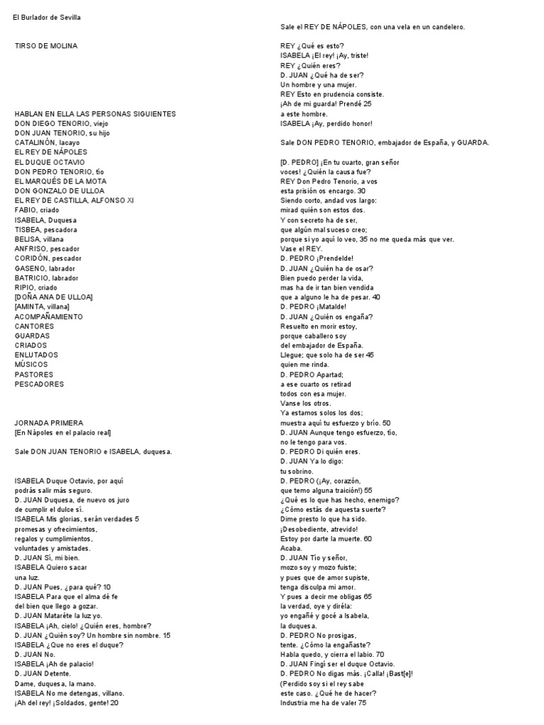 Teatro. de Molina - El Burlador de Sevilla | PDF