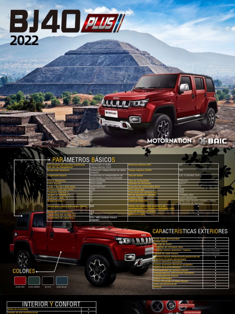 BJ40 PLUS 2022 Ficha Tecnica | PDF | Vehículos terrestres | Vehículo de motor