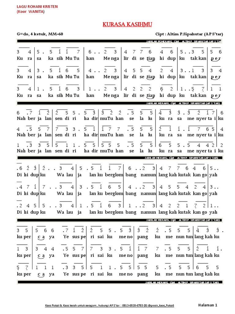 Partitur Koor Wanita Lagu Rohani | PDF