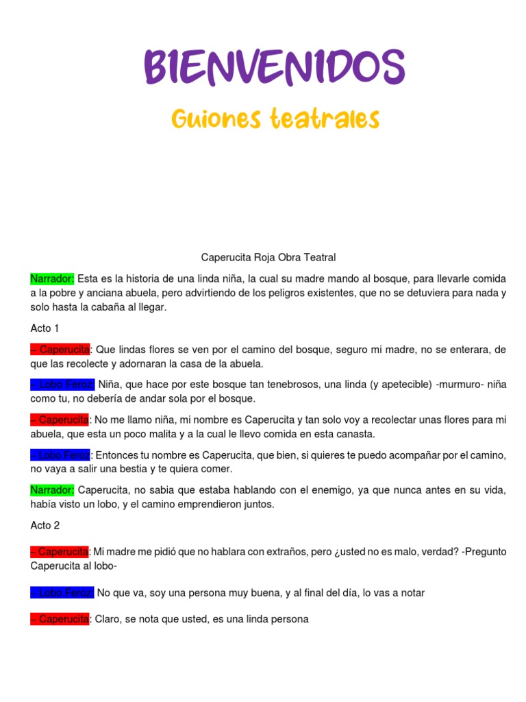 Obra de Teatro Caperucita Roja Corta | PDF | Caperucita Roja
