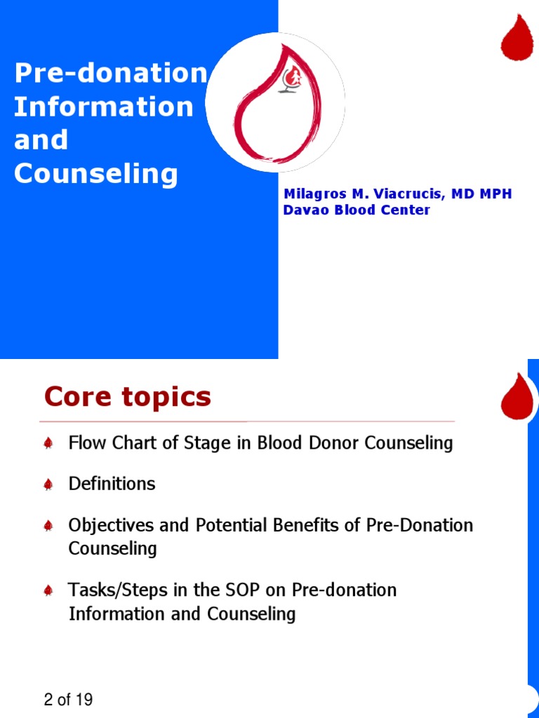 Pre-Donation Counseling Guidelines | PDF | Blood Donation | Health Care
