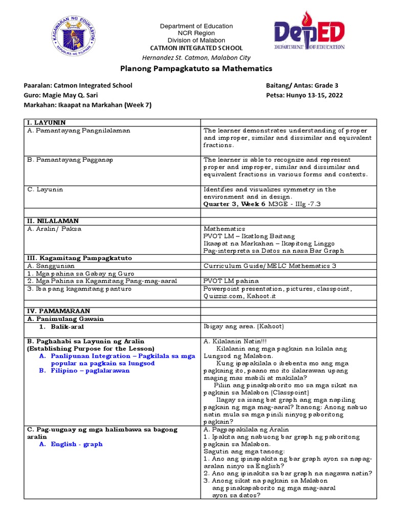 COT2 Planong Pampagkatuto Sa Mathematics | PDF