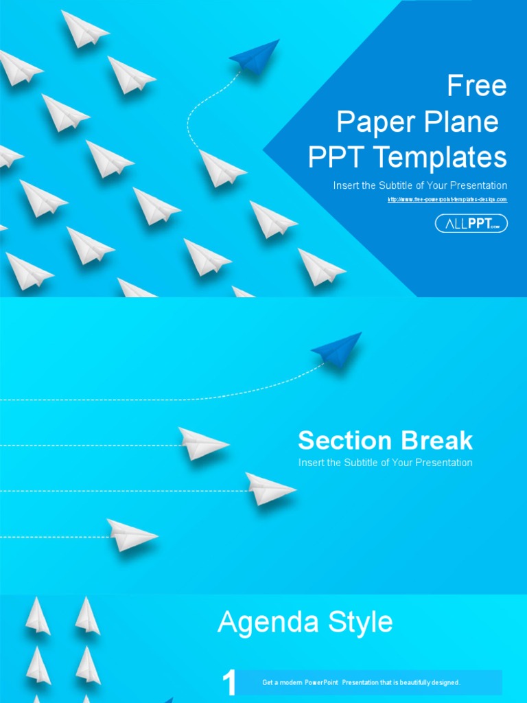 Blue Unique Paper Plane PowerPoint Templates | PDF
