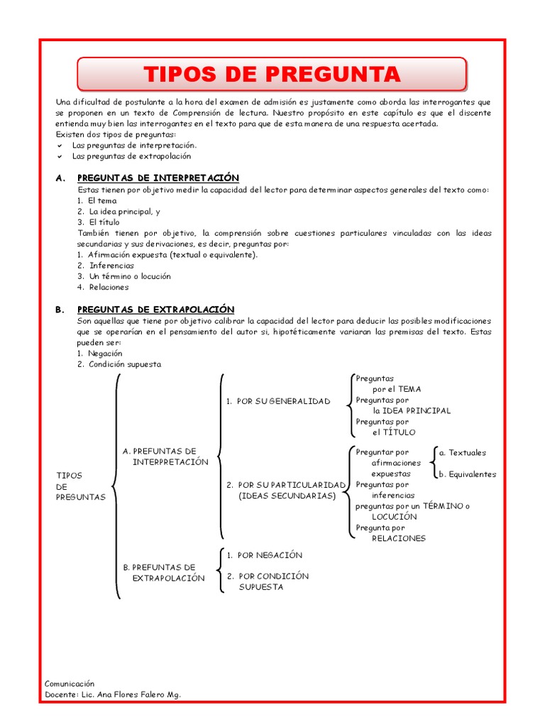 Tipos de Preguntas en Comprensión de Lectura | PDF | Energía renovable ...