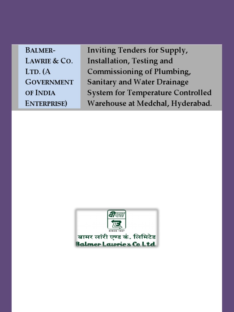 Tender Document Plumbing Works | PDF | Employment | Specification ...