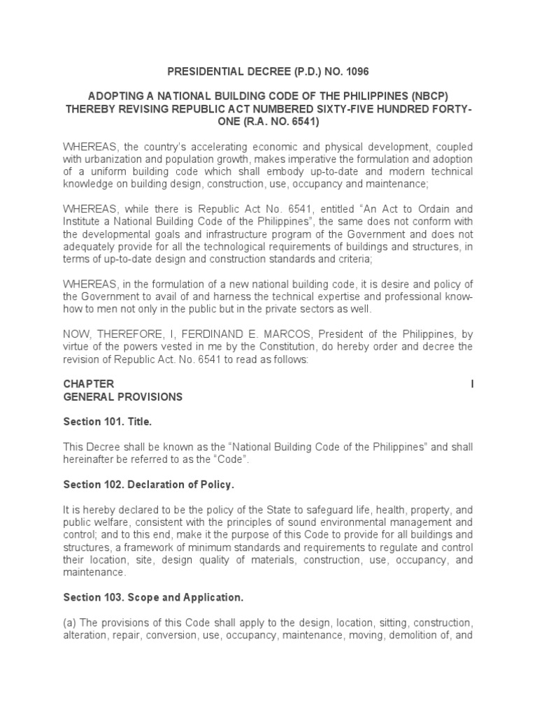 Adopting a Modern National Building Code: This Presidential Decree ...