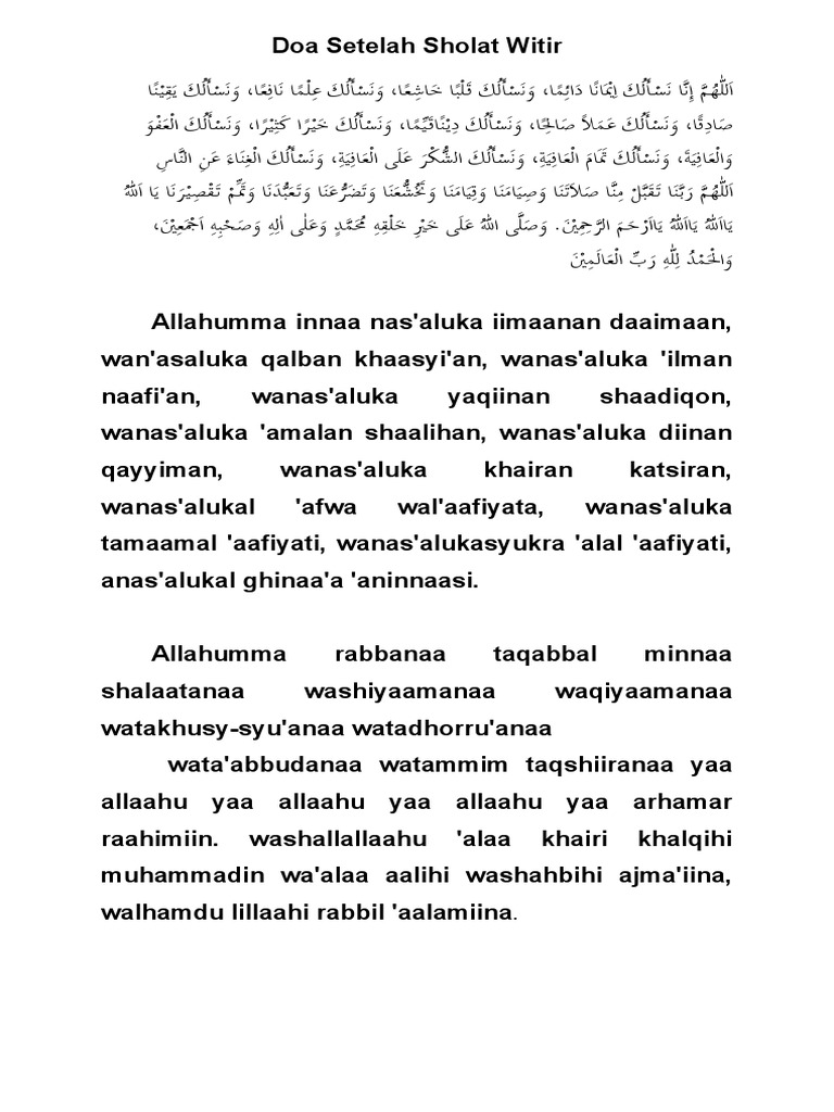 Doa Setelah Sholat Witir | PDF