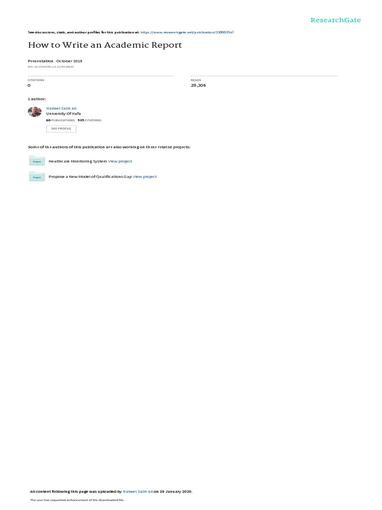 How To Write An Academic Report | PDF | Abstract (Summary) | Cognition