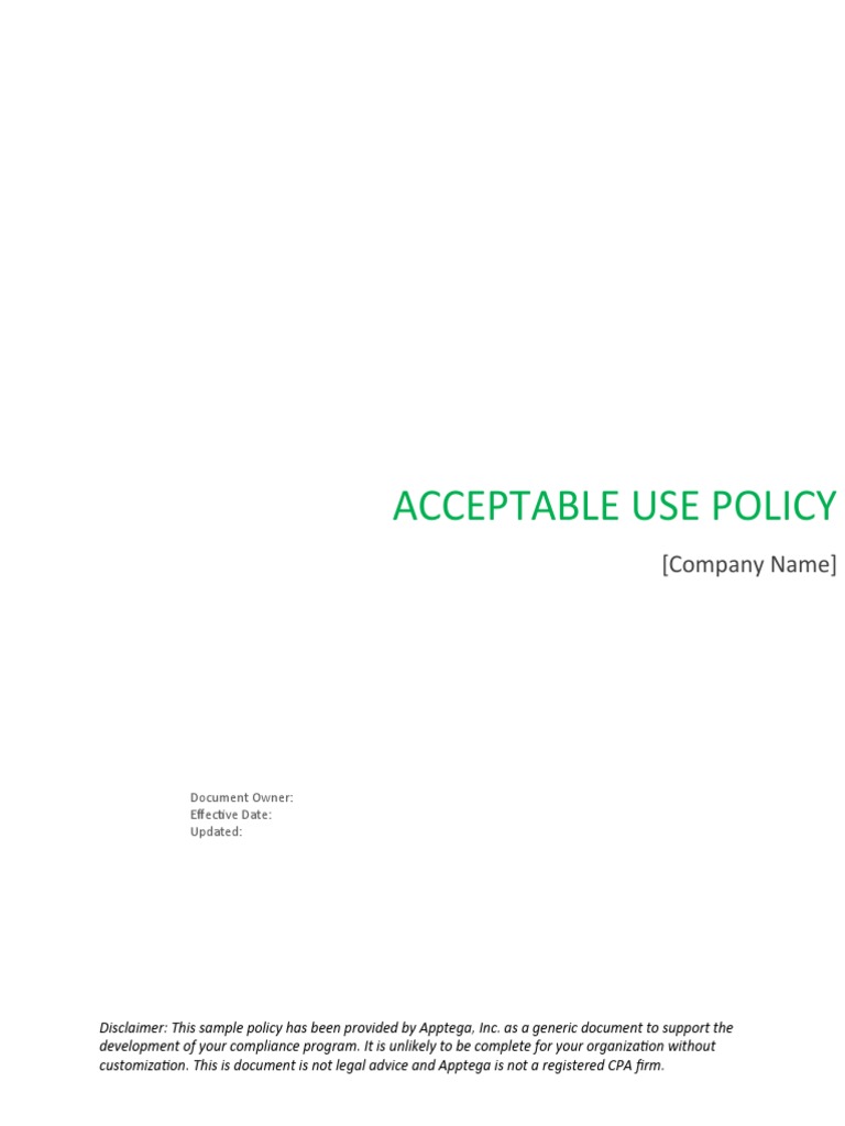 Acceptable Use Policy: (Company Name) | PDF | Computer Network ...