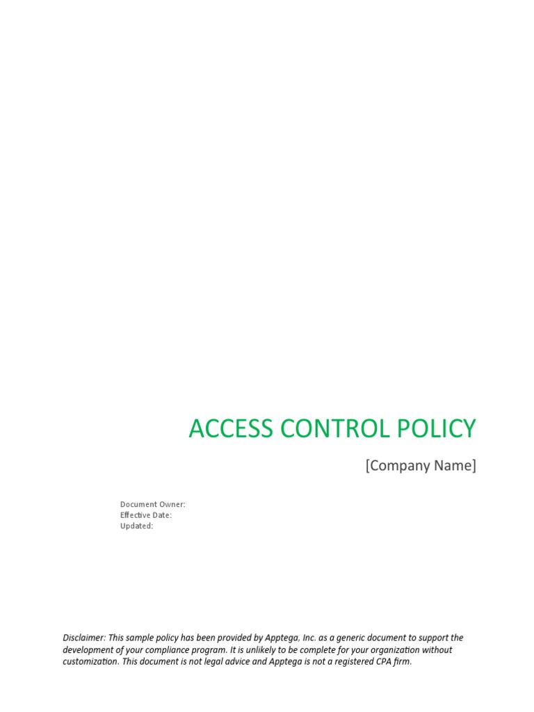 Access Control Policy Template | Download Free PDF | Access Control ...