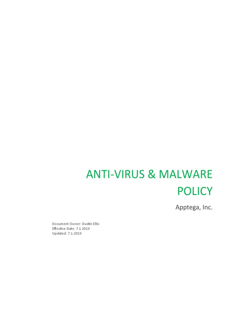 Anti Virus and Malware Policy Template | PDF | Antivirus Software | Malware