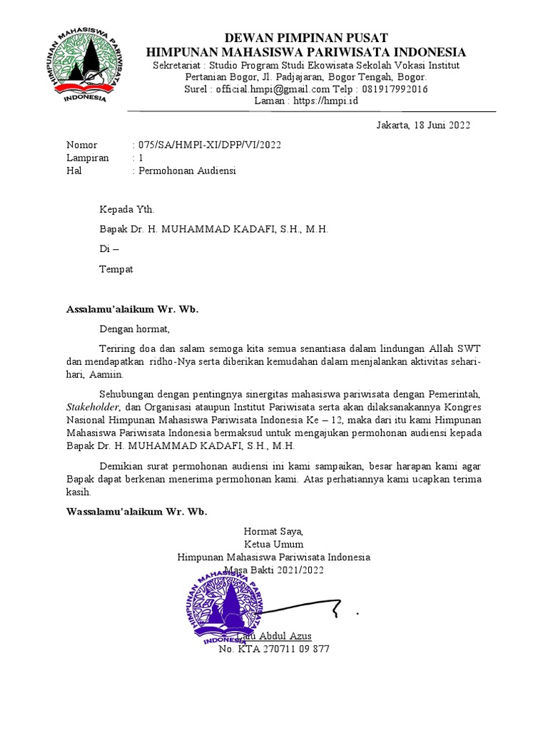 Surat Audiensi Hmpi | PDF