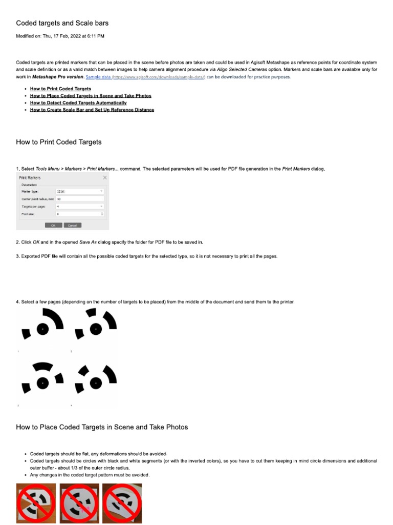 Coded Targets and Scale Bars | PDF