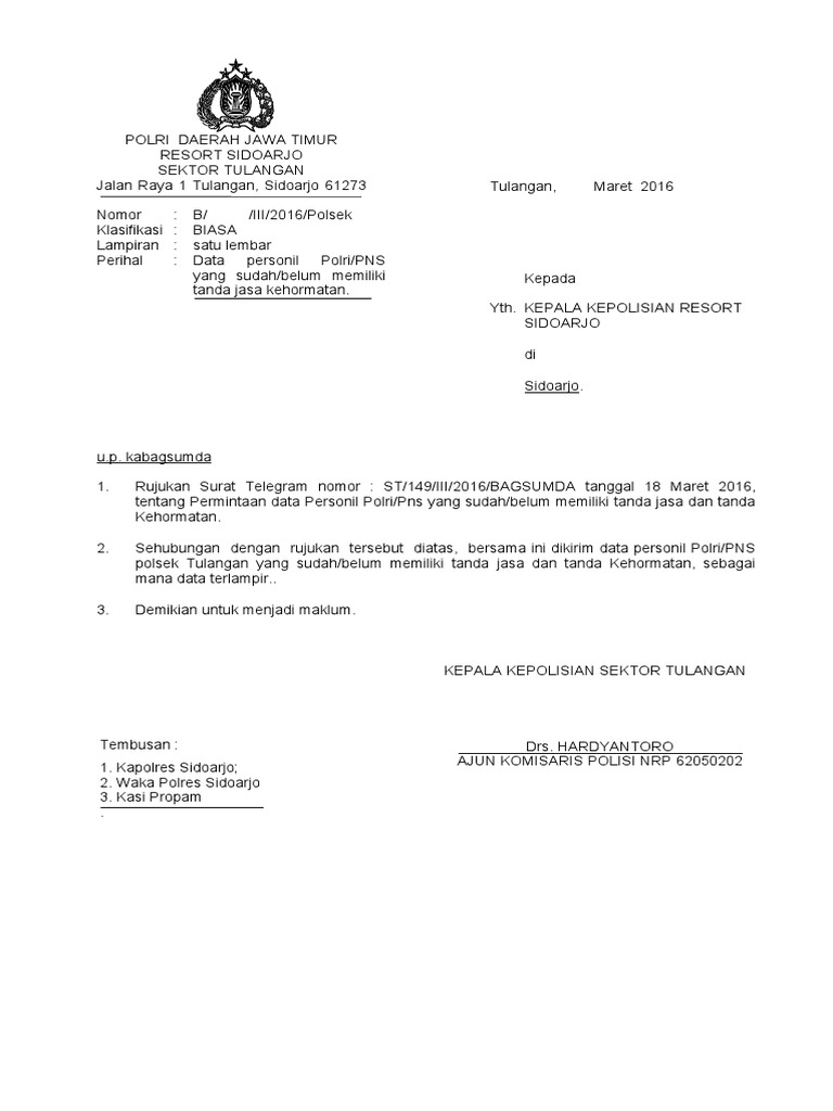 Surat Antar Tanda Jasa | PDF