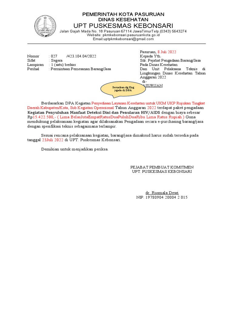 Surat Permohonan PPK Ke PPBJ | PDF