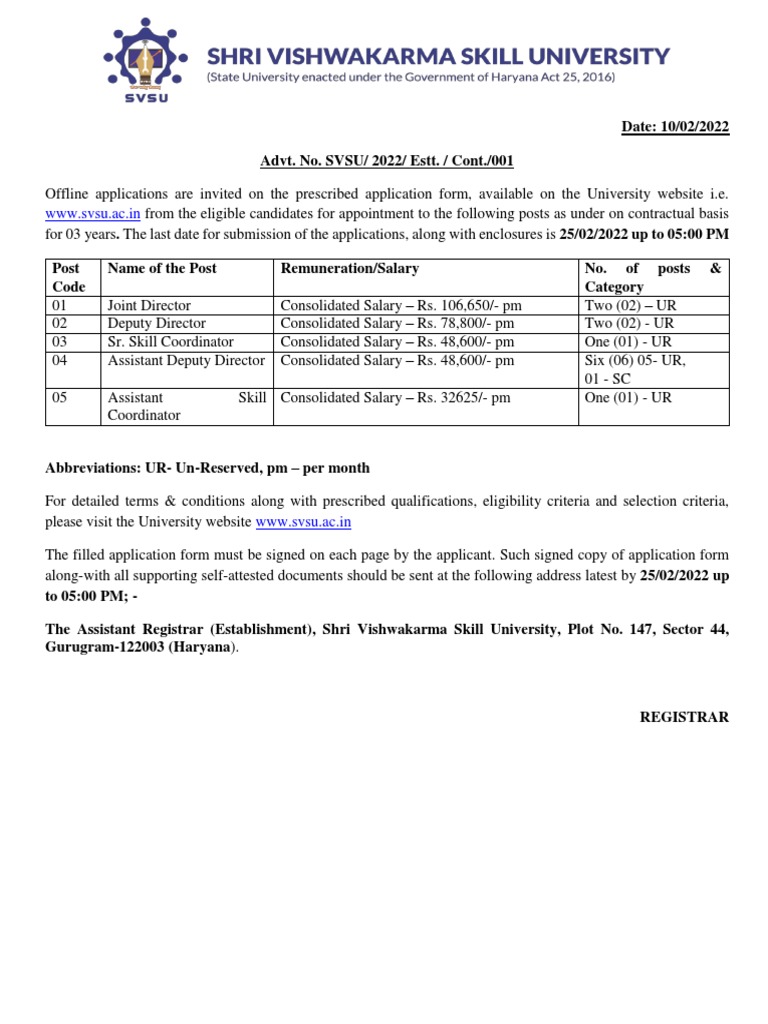 Advt 1 | PDF | Academic Degree | University