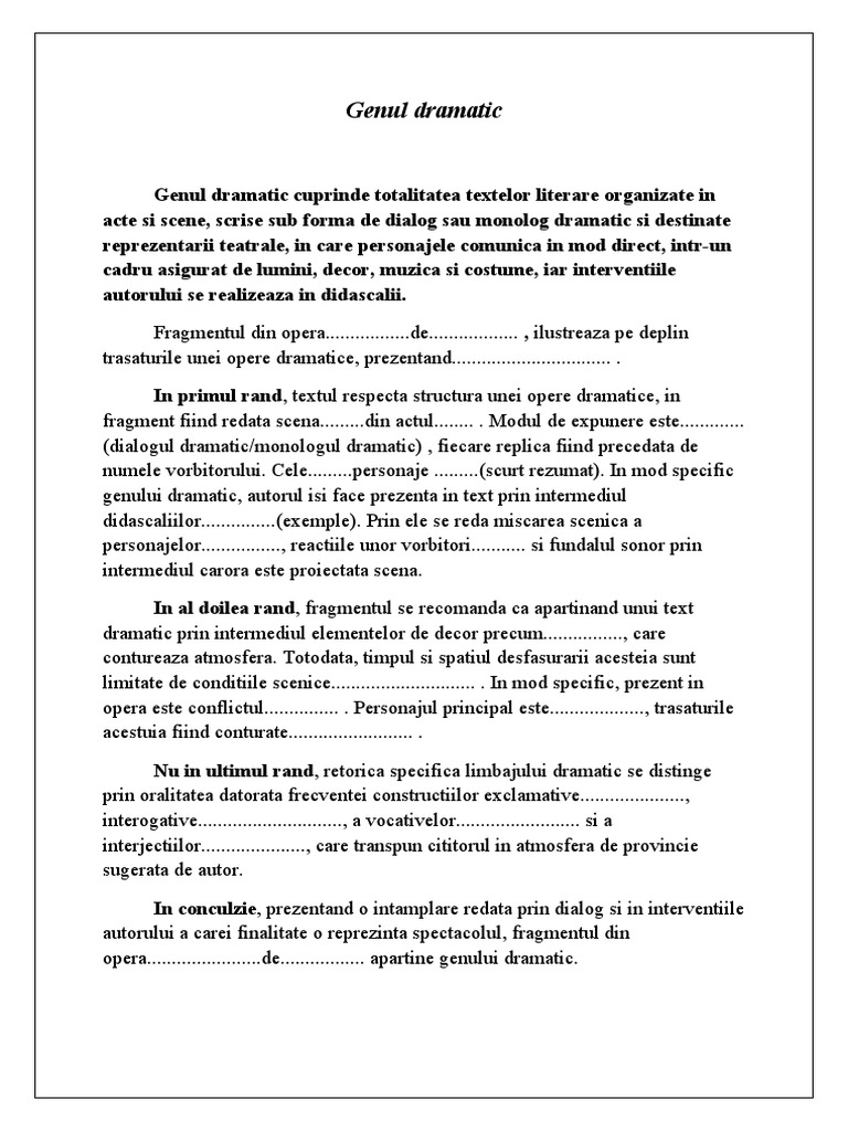 Genul Dramatic | PDF