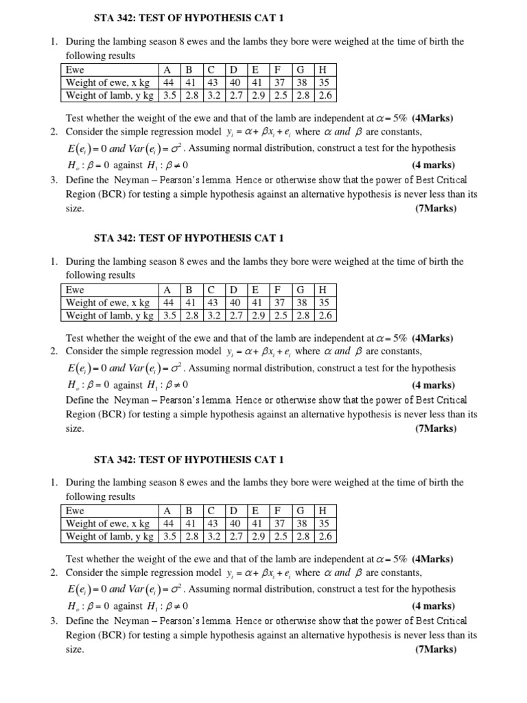 Sta 342 Assignment Pdf Statistical Hypothesis Testing Hypothesis 7677
