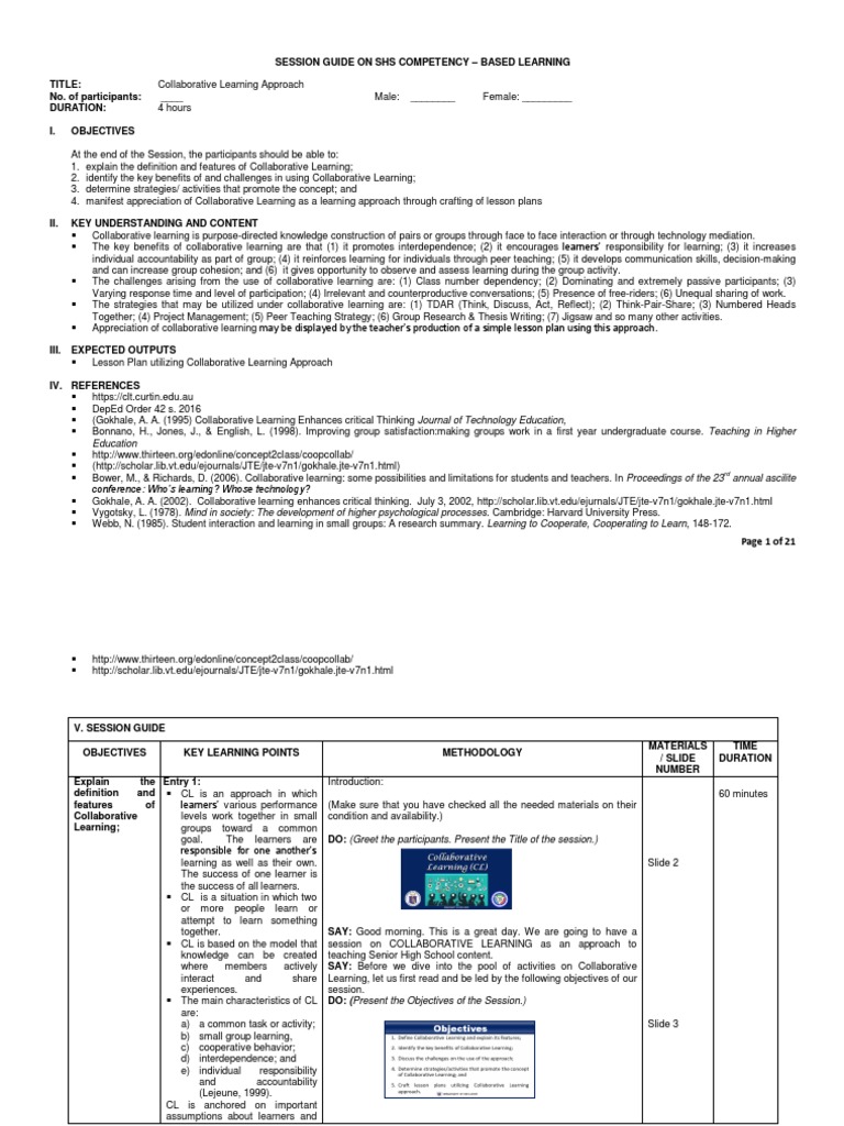 Collaborative Learning Session Guide | PDF | Learning | Teaching Method