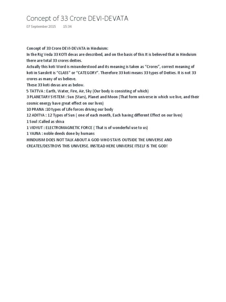 33 Koti Devi Devta | PDF