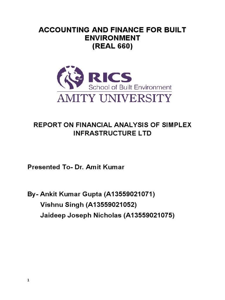 Accounting and Finance For Built Environment (REAL 660) : Report On ...