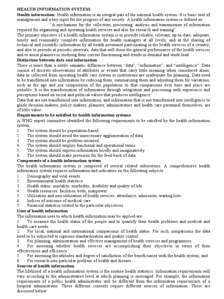 MANAGEMENT INFORMATION AND EVALUATION SYSTEM Final | PDF | Health ...