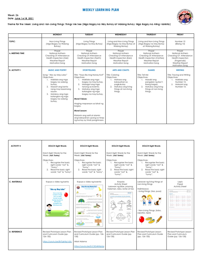 Week 26 Weekly Learning Plan | PDF | Learning To Read | Human Communication