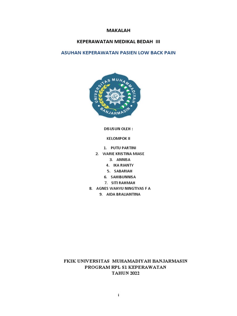 Cover Makalah Askep Low Back Pain | PDF