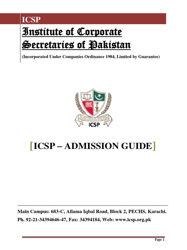 Institute of Corporate Secretaries of Pakistan: Icsp - Admission Guide ...