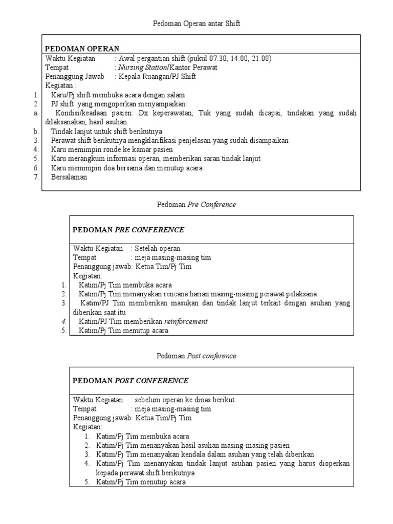 Pedoman Operan Antar Shift | PDF