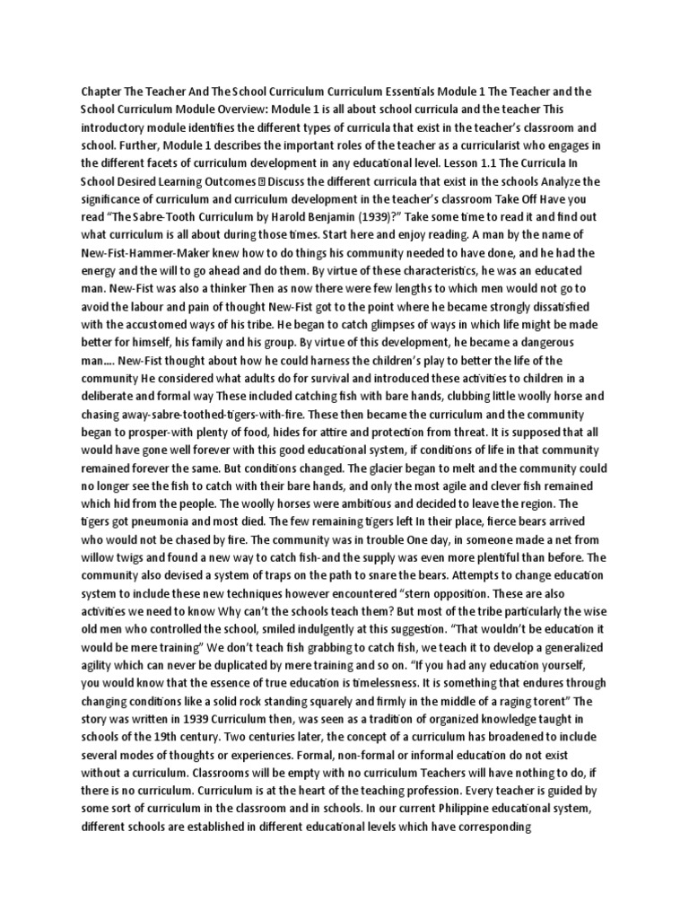 Chapter The Teacher and The School Curriculum Curriculum Essentials ...