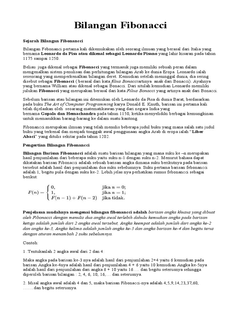 Bilangan Fibonacci | PDF